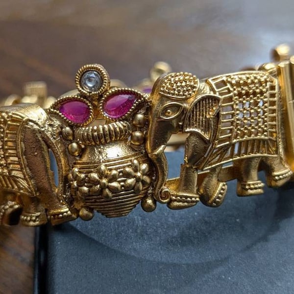 Ruby Gold Single Kada Bangle 1pc, Indian Amrapali Bangles,antique ...