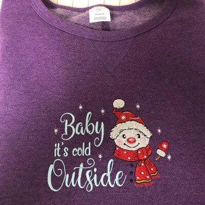 Baby It's Cold Outside Embroidery Design, Snowman Embroidery File ...