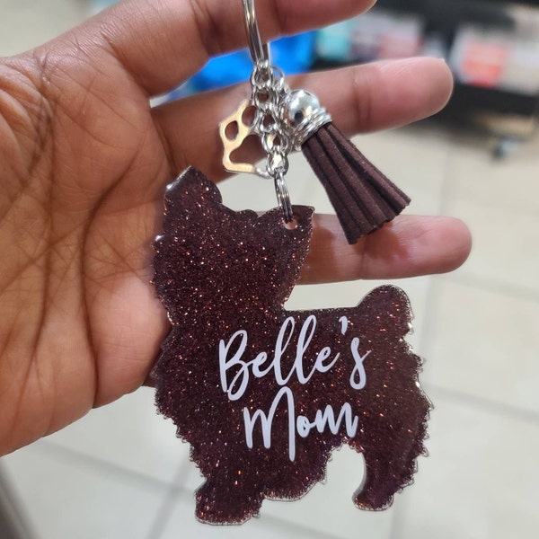Customizable Yorkshire Terrier Glitter Keychain, Personalized Yorkie ...