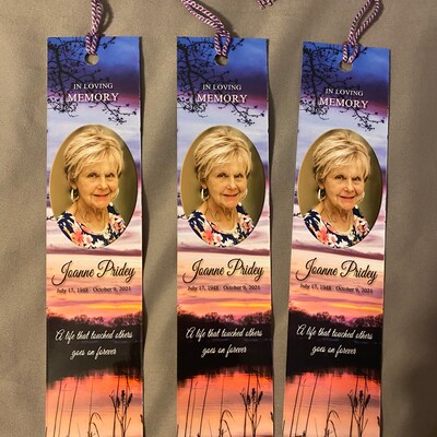 Personalized Memorial Bookmarks, Funeral Favors, Custom Bookmark MPB3 ...