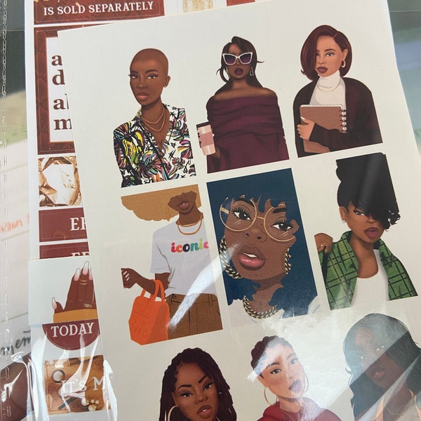 Black Girl Planner Stickers, Black Women, African American Planner ...