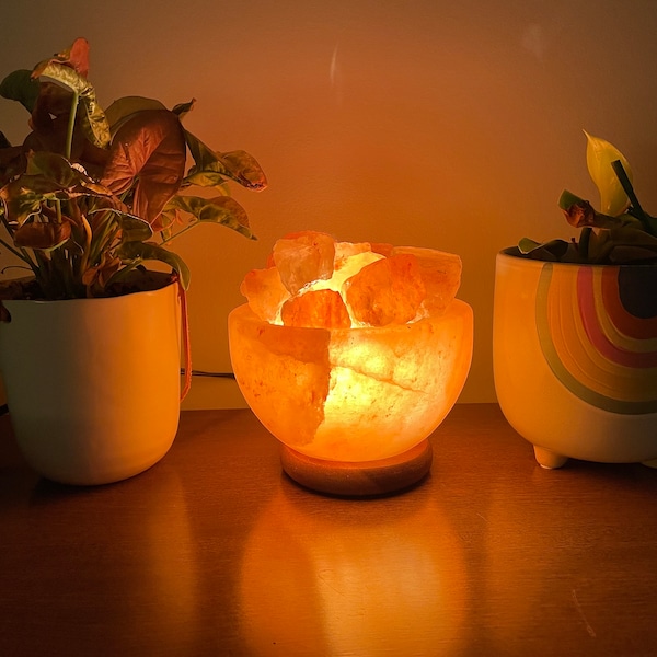 Himalayan Salt Lamp | Prosperity Bowl | Fire Bowl Lamp With Chunks ...