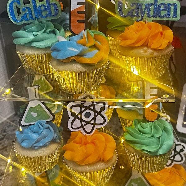 Custom Science Cupcake Toppers, Science Party, Science Birthday, Mad ...