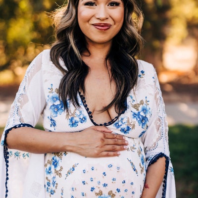 Emily, Traveling Dress, Boho Maternity Dress, Bell Sleeve Maternity ...