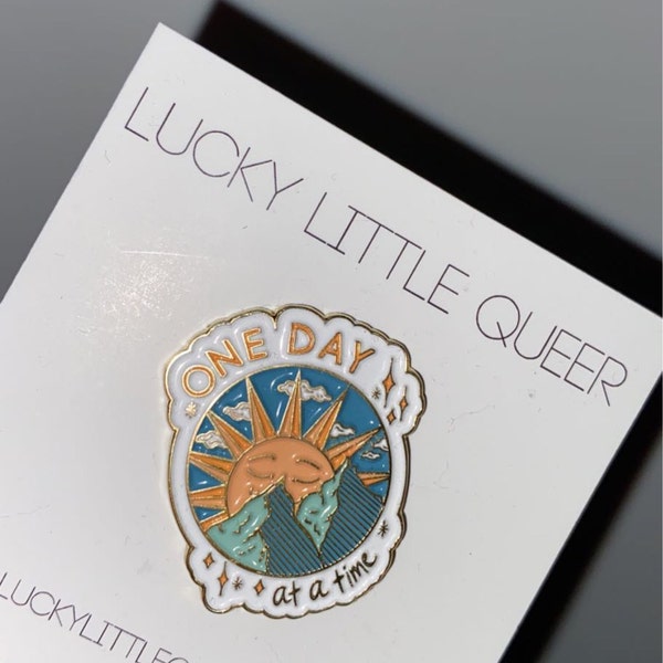 Positive Affirmation Pin, Gold Plated One Day at a Time Soft Enamel Pin ...