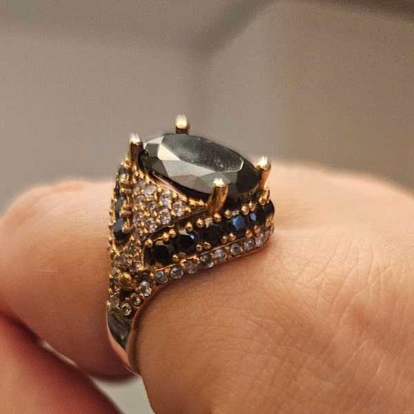 Yellow Paraiba and Red Garnet Oval Stone Silver Ring, Handmade ...