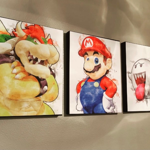 Set of 7 Super Mario PRINTABLE Watercolor Poster, Wall Art Poster ...