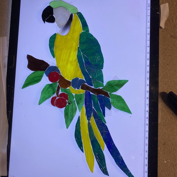 Red Macaw Stained Glass Pattern - Etsy
