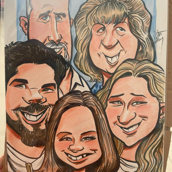 5 Faces Color Caricature Portrait - Etsy