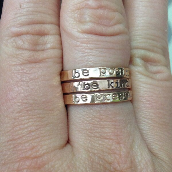 PERSONALIZED RING Stamped Name Ring Hand Stamped Gold, Fine Silver ...