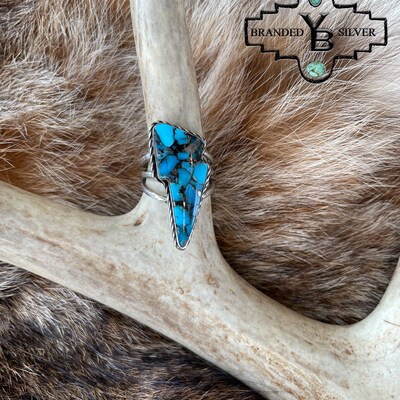 Kingman Turquoise Lightning Bolt Cabochon - Etsy