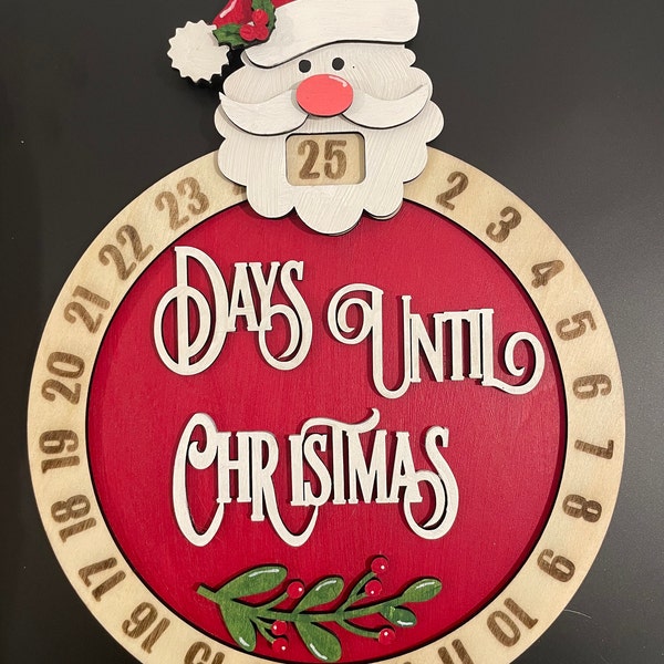 Santa Christmas Countdown Laser Cut File, Christmas Santa Countdown SVG ...