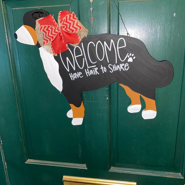 Bernese Moutain Dog Door Hanger, Dog Door Hanger, Dog Wreath, Dog Decor ...
