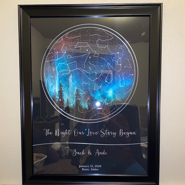 Star Map Anniversary Gift, Night Sky by Date, Night Sky Print, Star Map ...
