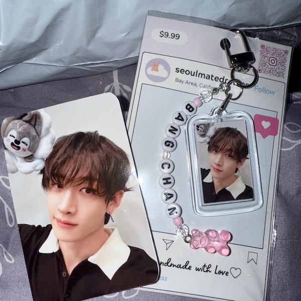 Aespa Kpop Keychain - Double Sided Photo With Beaded Name Charm ...