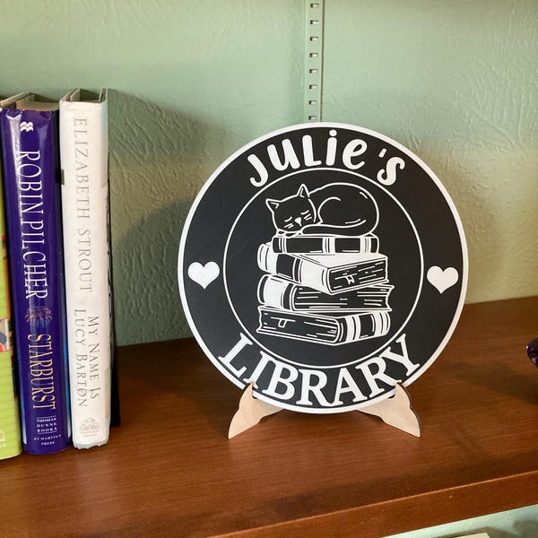 Personalized Library Sign Custom Book Decor Color 3D Printed Bookish ...