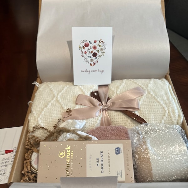 Classy Gift Basket for Women , Cozy Gift Box With Blanket, Socks ...