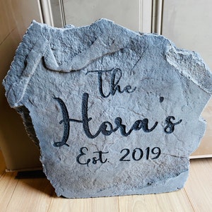 Script Name Stone Engraved Rock Personalized Garden Stone House Entry ...