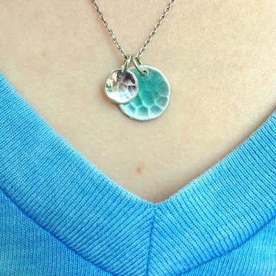 Blue Transparent Enamel and Hand Hammered Sterling Silver - Etsy