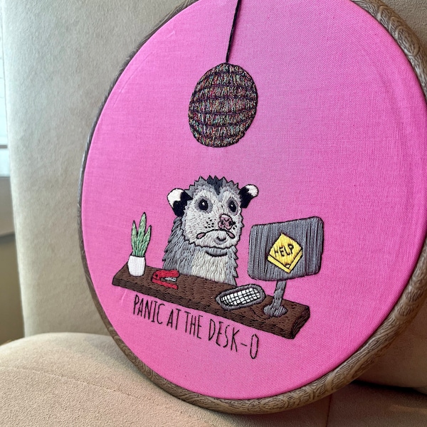 Panic at the Desk-o-possum - Disco Possum Hand Embroidery PDF Template ...