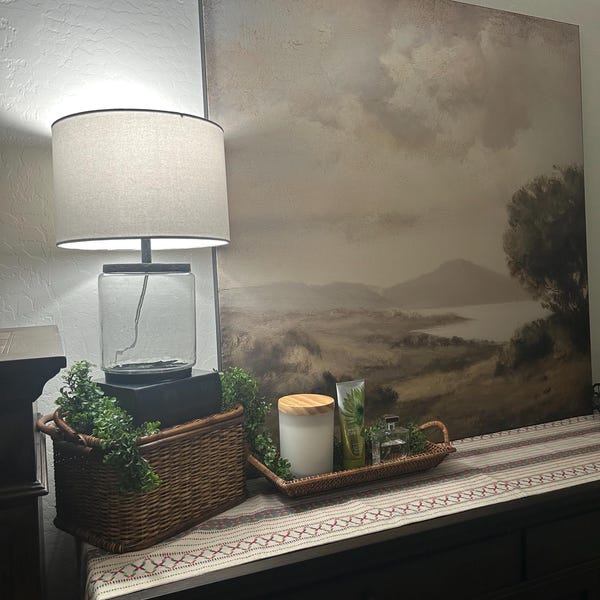 Extra Large Wall Art Vintage Landscape Painting | Rustic Farmhouse ...