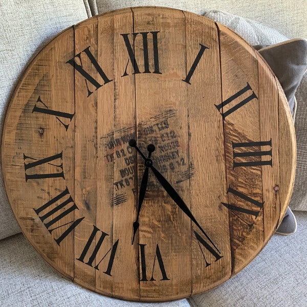 Bourbon Barrel Head Wall Clock / Hanging Clock / Rustic Round Clock ...