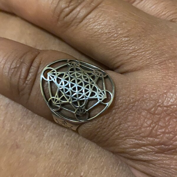 Metatron Cube Ring STERLING SILVER 925 Sacred Geometry Archangel ...