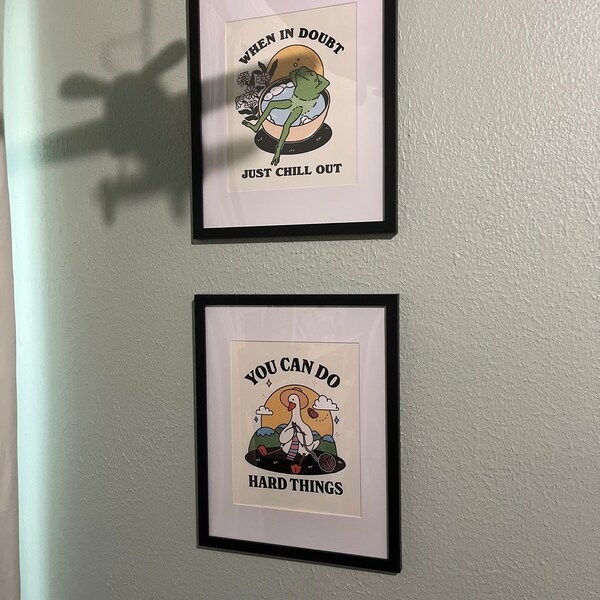 Cute Goose Wall Print, Motivation Quote, Retro Style Illustration ...