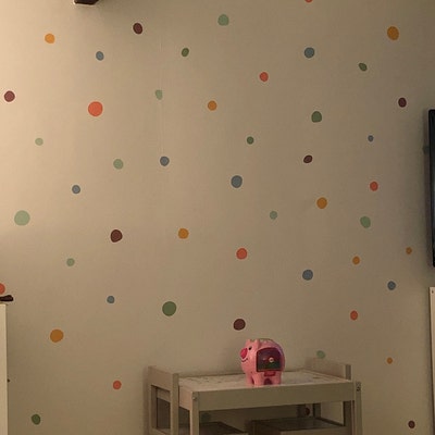 Boho Polka Dot Wall Stickers, Bohemian Style Neutral Rainbow Hand Drawn ...