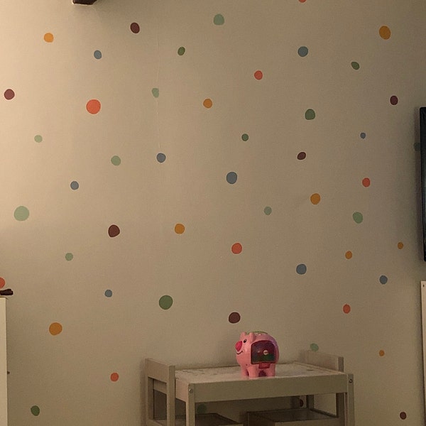 Boho Polka Dot Wall Stickers, Bohemian Style Neutral Rainbow Hand Drawn ...