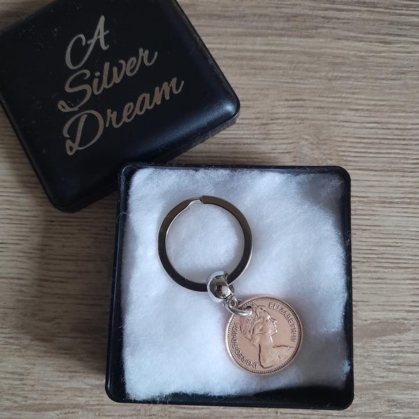 1954 'two and Six' Double Coins Keychain 70th Birthday Gift 2 Shillings ...