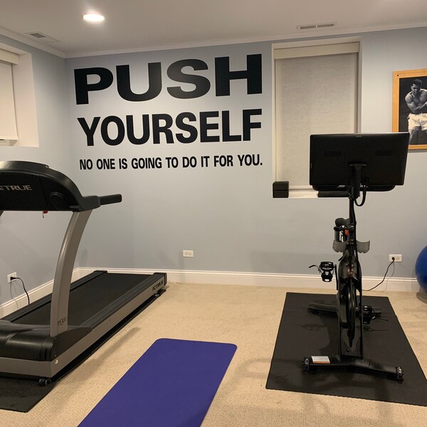 Wall Decal, Push Yourself, Gym Decal, Workout Decal, Fitness Decal ...
