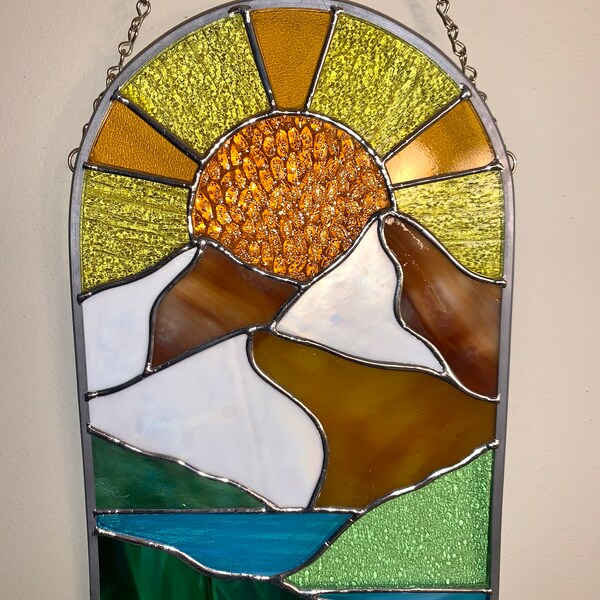 Boho Landscape Stained Glass Pattern, Boho Arch Decor, Digital Pattern ...