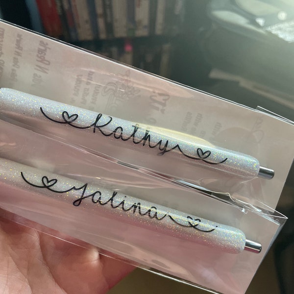 Personalized Epoxy Glitter Black Ink Pen: Refillable - Etsy
