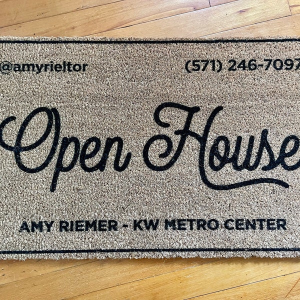 Open House Mat - Real Estate Agent Doormat Welcome Mat - Personalized ...