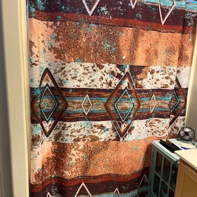 Western Cowhide Print Shower Curtain Boho Southwestern Style Bathroom ...