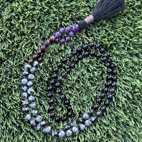 Garnet Mala Necklace, Red Japamala January Birthstone Gift for ...