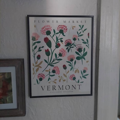 Vermont State Flower, Vermont Flower Market Art Print, Red Clover 1960 ...