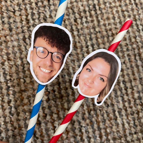 Personalised Face Straws - Custom Cut-out Photos Faces, Complete With ...