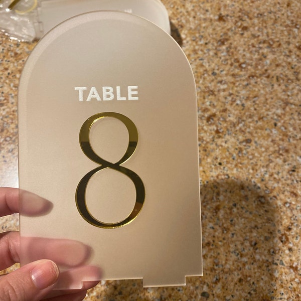 Frosted Arch Acrylic Table Numbers - Frosted Acrylic Sign - Wedding ...