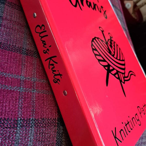 Personalised A4 Folder, Knitting Patterns, Custom Made Ring Binder ...