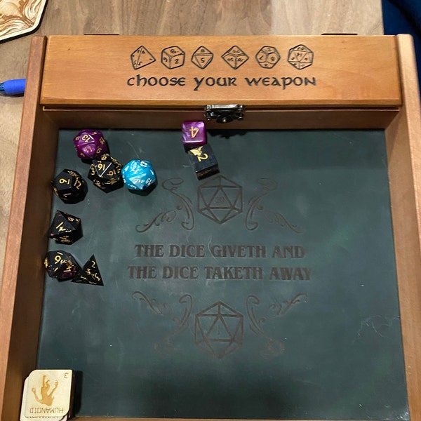 Custom Wooden DND Dice Box Tray RPG Dice Rolling Mat Tabletop Games D&D ...