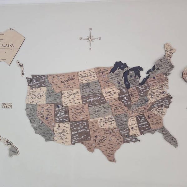 Custom USA Map, 50 States Photo Map, US Picture Map, Travel Memories on ...