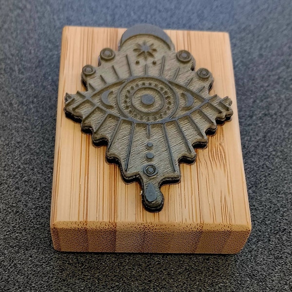 Evil Eye With Triple Moon Symbols Rubber Stamp - Esoteric Three Moons ...