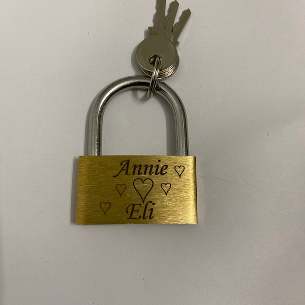Engraved Padlock ( Love-lock, Brass ) With Key and Pouch,personalized ...
