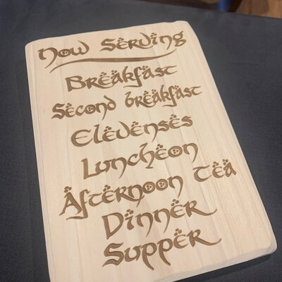 Scratch and Dent Sale Hobbit Daily Meals Sign / Plaque Solid Wood ...