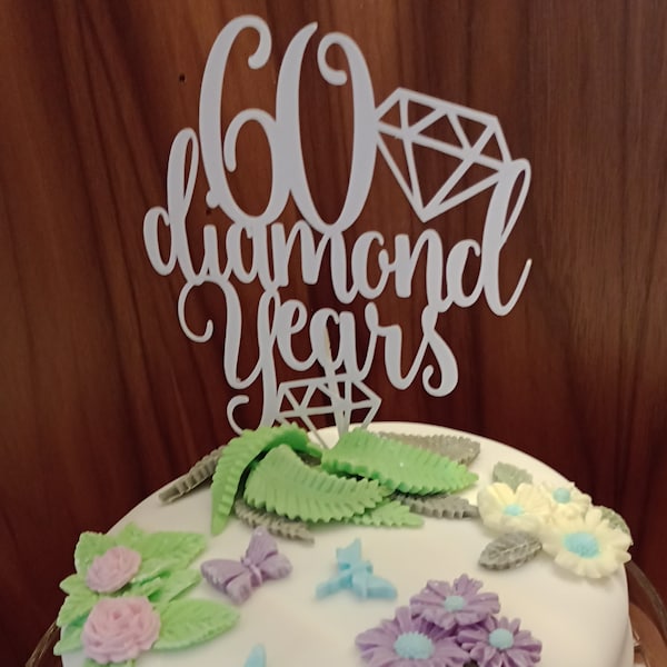 60th Anniversary SVG 60 Diamond Years SVG Cake Topper 60th Wedding ...