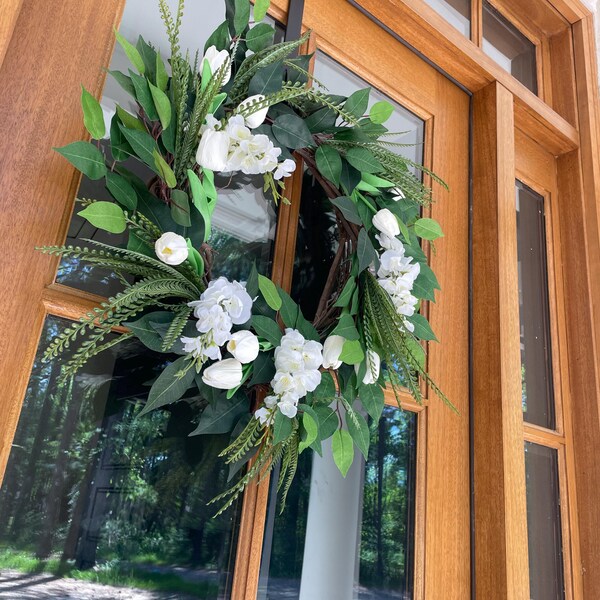 Front Door Wreath Year Round With Tulips - Etsy