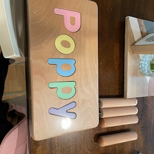 Name Puzzle Step Stool Bench Birthday Gift Wood Personalized Puzzle ...