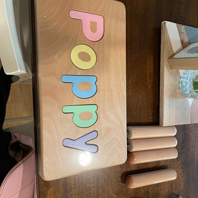 Name Puzzle Step Stool Bench Birthday Gift Wood Personalized Puzzle ...